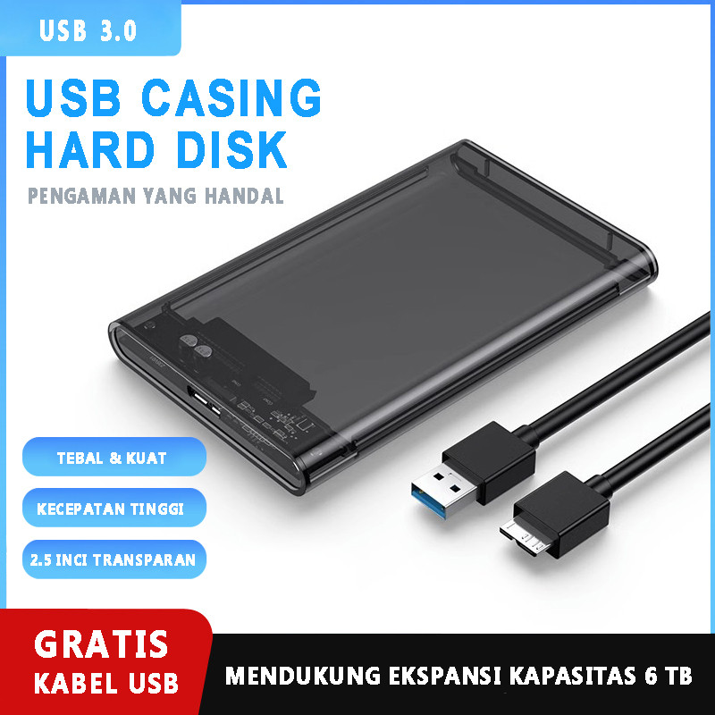 Jual Casing Hardisk External HDD SSD External Case 2.5" USB 3.0 Hitam Transparent | Shopee Indonesia