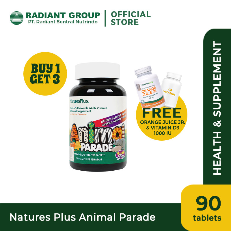 Jual BUY 1 GET 3 Natures Plus Animal Parade 90 Tab Free NP Orange Juice ...