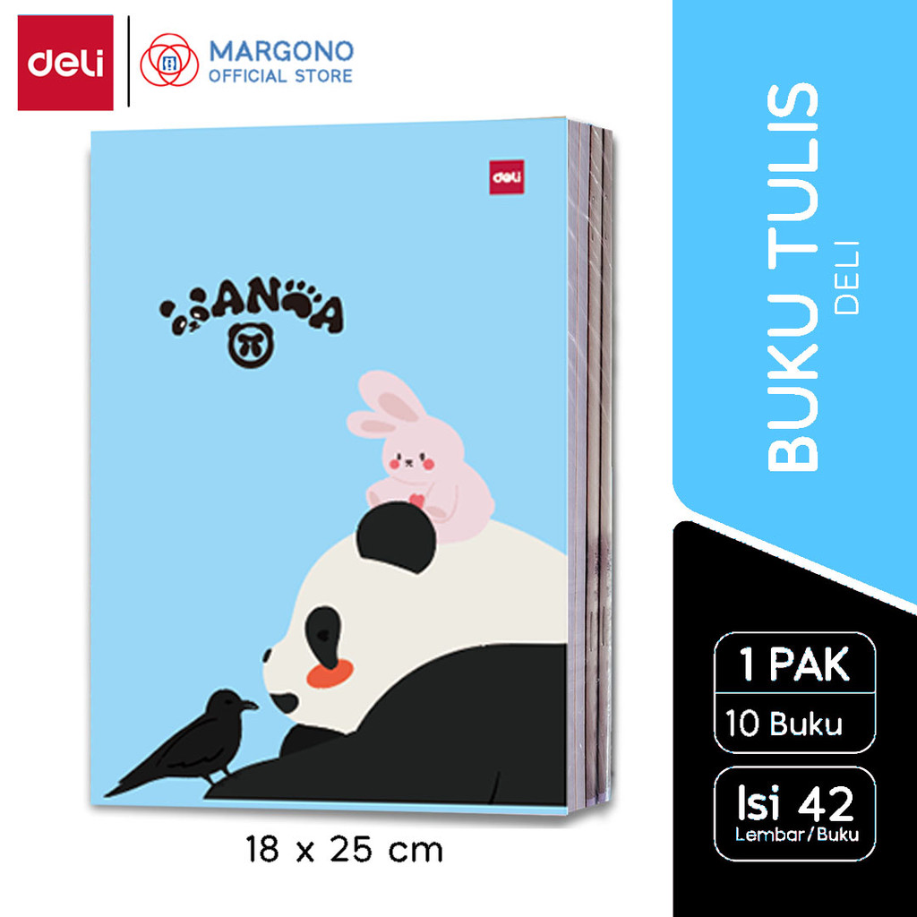 Jual Deli Buku Tulis Sekolah Panjang / Boxy B5 42 Lembar Panda - 10 ...