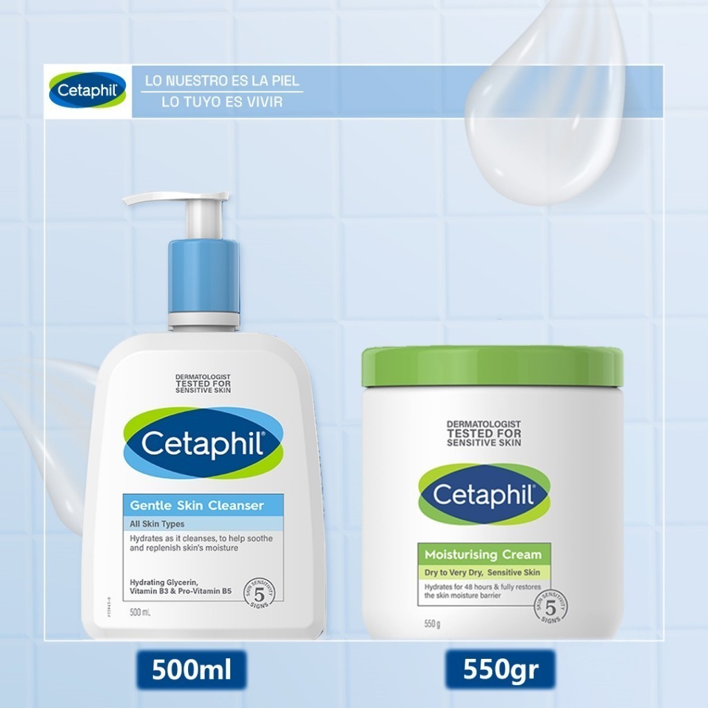 Jual Cetaphil Gentle Skin Cleanser 500ml + Cetaphil Moist Moisturising ...