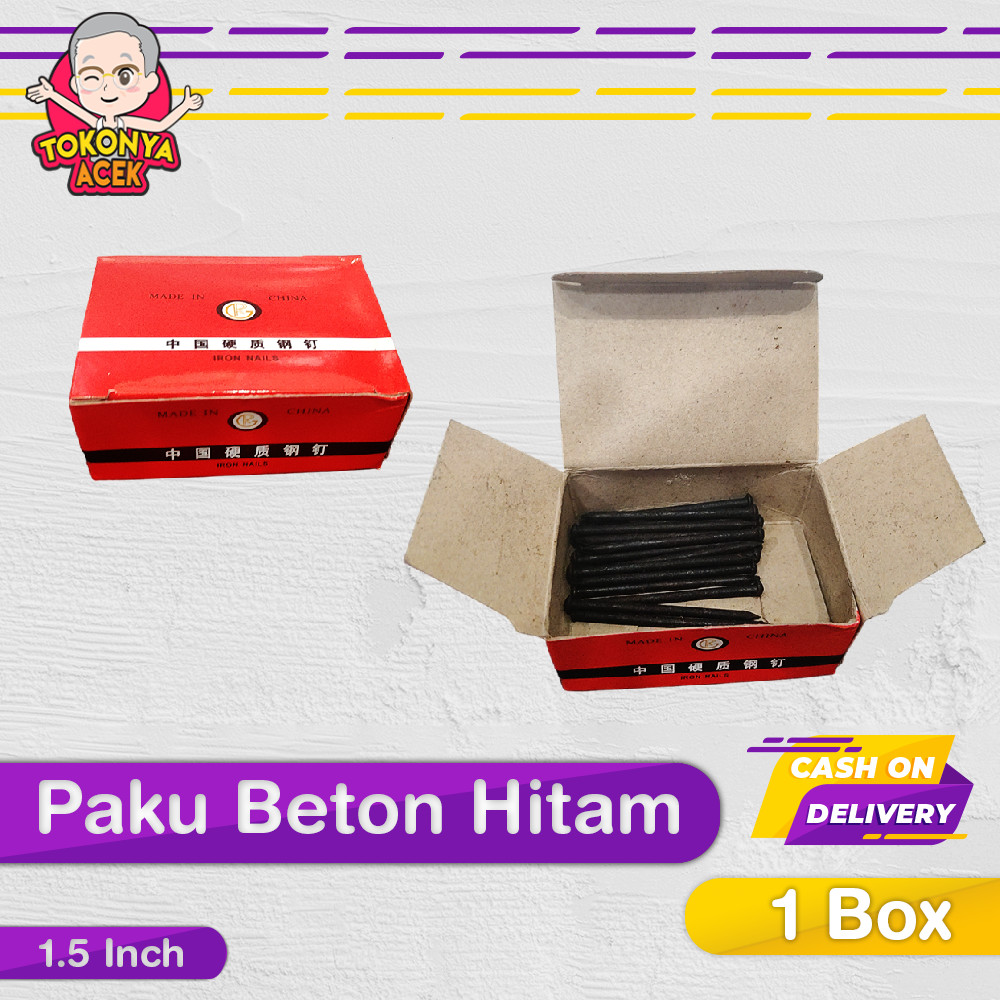 Jual Paku Beton Hitam 1.5 inch - Paku Tembok Hitam RRT 2,5 x 40 mm ...