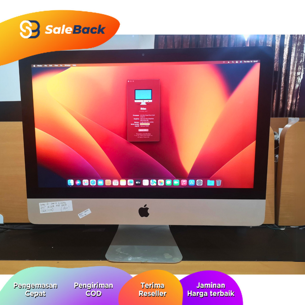 Jual Apple iMac 2017 21.5 Inch Dual-Core i5 RAM 8GB/1TB Ventura Second ...