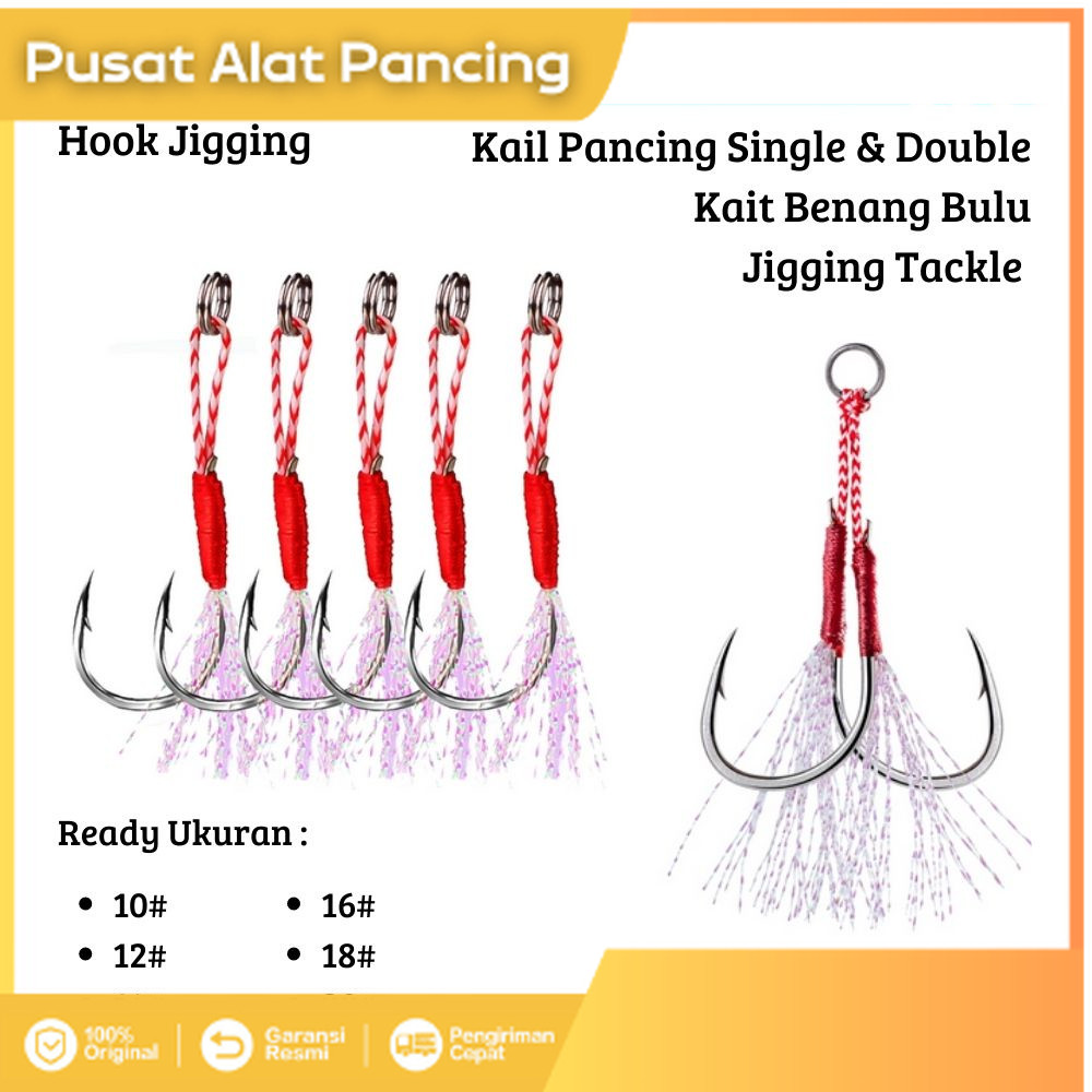 Jual Kail Pancing Fishing Hook Jig Cor Kail Berduri Fishing Hook Double ...
