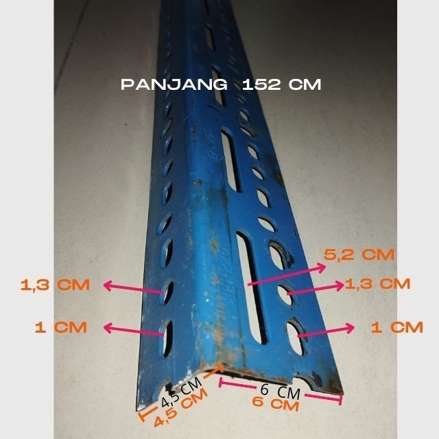 Jual Besi Siku Tebal Lubang 3 Baris Tiang Besi / Tiang Siku 4,5cm x 6cm ...