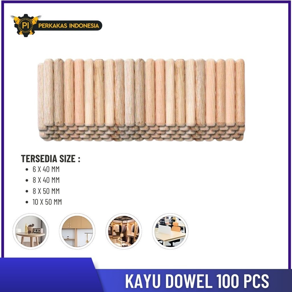 Jual Kayu Dowel 6x40 8x40 8x50 10x50 Mm Pen Dowel SET 100Pcs Model Ulir ... Jual Kayu Dowel 6x40 8x40 8x50 10x50 Mm Pen Dowel SET 100Pcs Model Ulir ...