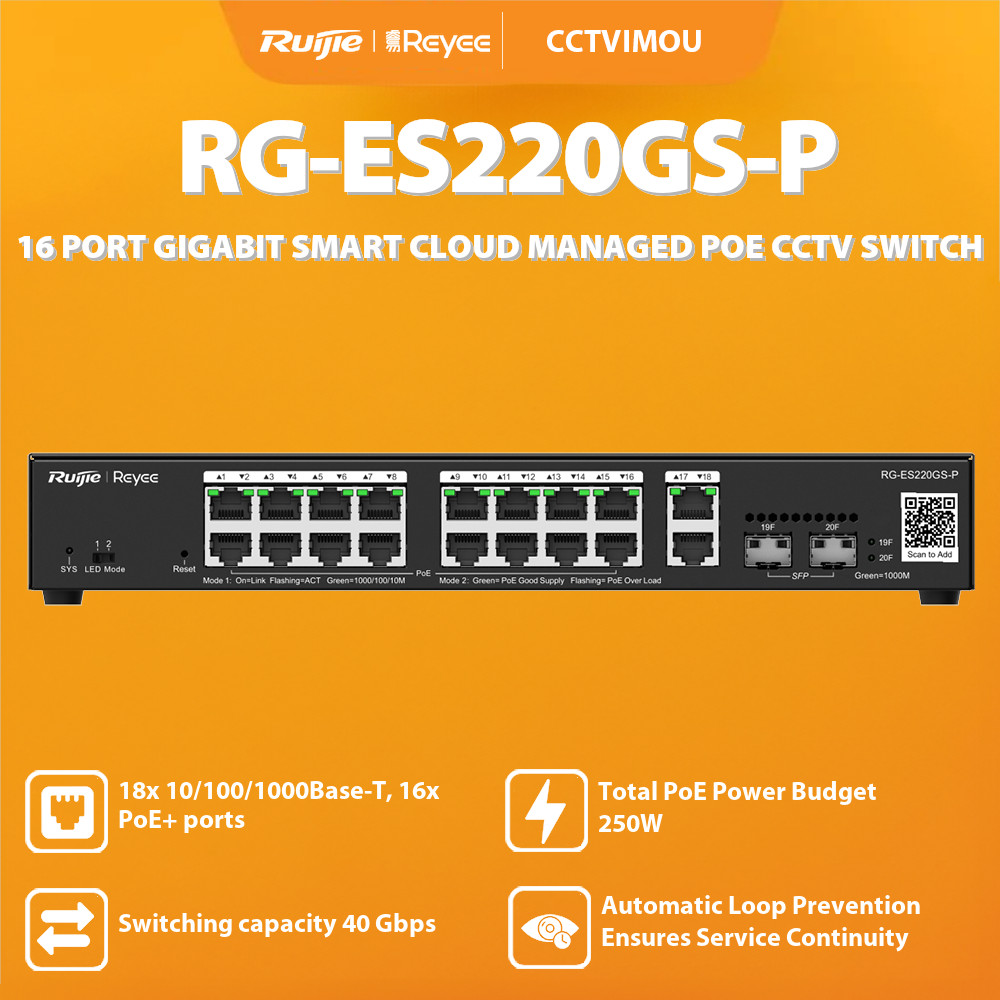 Jual RUIJIE REYEE RG-ES220GS-P 16 PORT GIGABIT SMART CLOUD MANAGED 250W ...