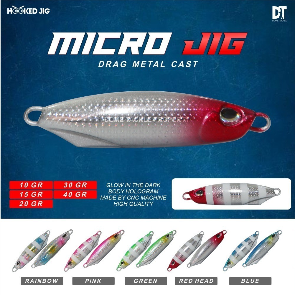 Jual Micro Jig Drag Metal Cast GID Hooked Jig Glow In The Dark Metal Jig Micro Jig Premium Umpan ...