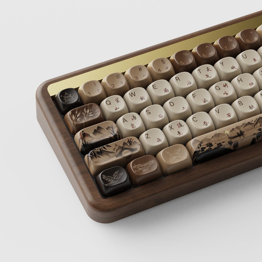 Jual MU01 Mountain Seclusion Wooden Mechanical Keyboard RGB Hot ...