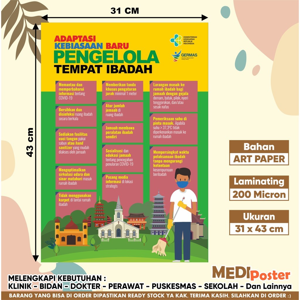 Jual Poster Adaptasi Kebiasaan Baru Pengelola Tempat Ibadah | Shopee ...