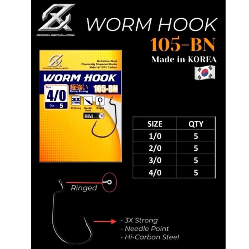 Jual AXZ WORM HOOK 105BN / MATA KAIL SOFT LURE ( TANPA TIMAH ) | Shopee ...