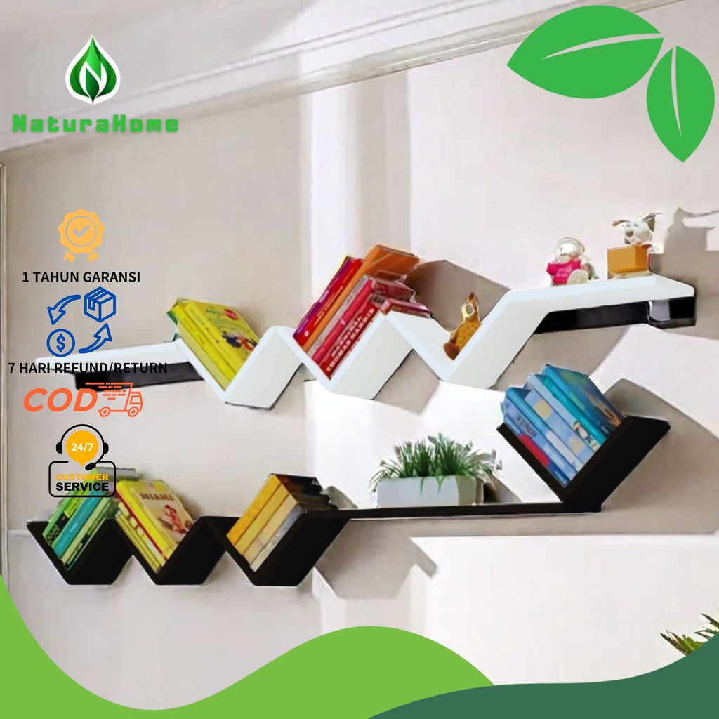 Jual NaturaHome - Ambalan Rak Dinding V Zigzag Modern Minimalis ...