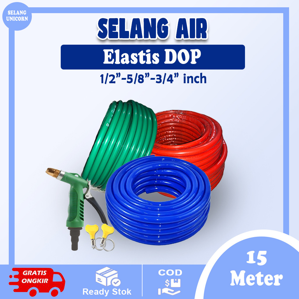 Jual PAKET SEMPROTAN SELANG AIR ELASTIS DOP 1/2 5/8 3/4 INCH 15 METER SELANG TAMAN KEBUN JET ...