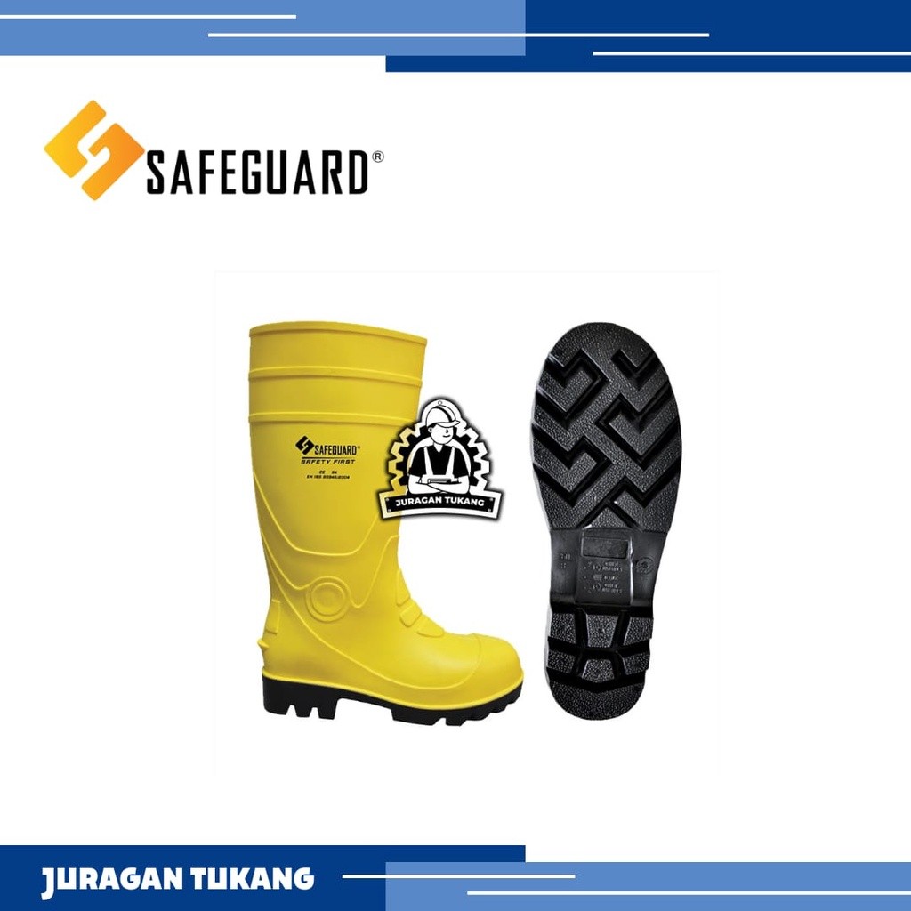 Jual AD45RF Sepatu Safety Boot Karet Ujung Besi SAFEGUARD Rubber Shoes ...
