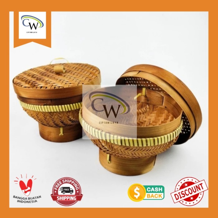 Jual Bakul nasi Bambu + tutup 2 liter/ Wakul Bambu Tutup D 25 cm ...