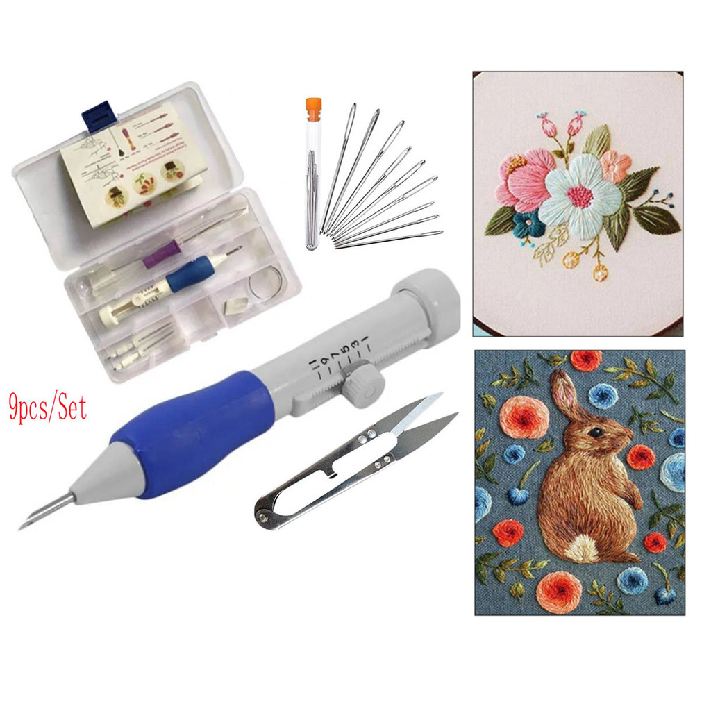 Jual 9pcs Embroidery Punch Needle Pokes Needle Stitching Punching ...