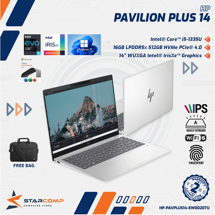 Jual HP Pavilion Plus 14-EW0020TU EVO i5-1335U 16GB 512GB 14" IPS OHS W11 - Silver | Shopee ...