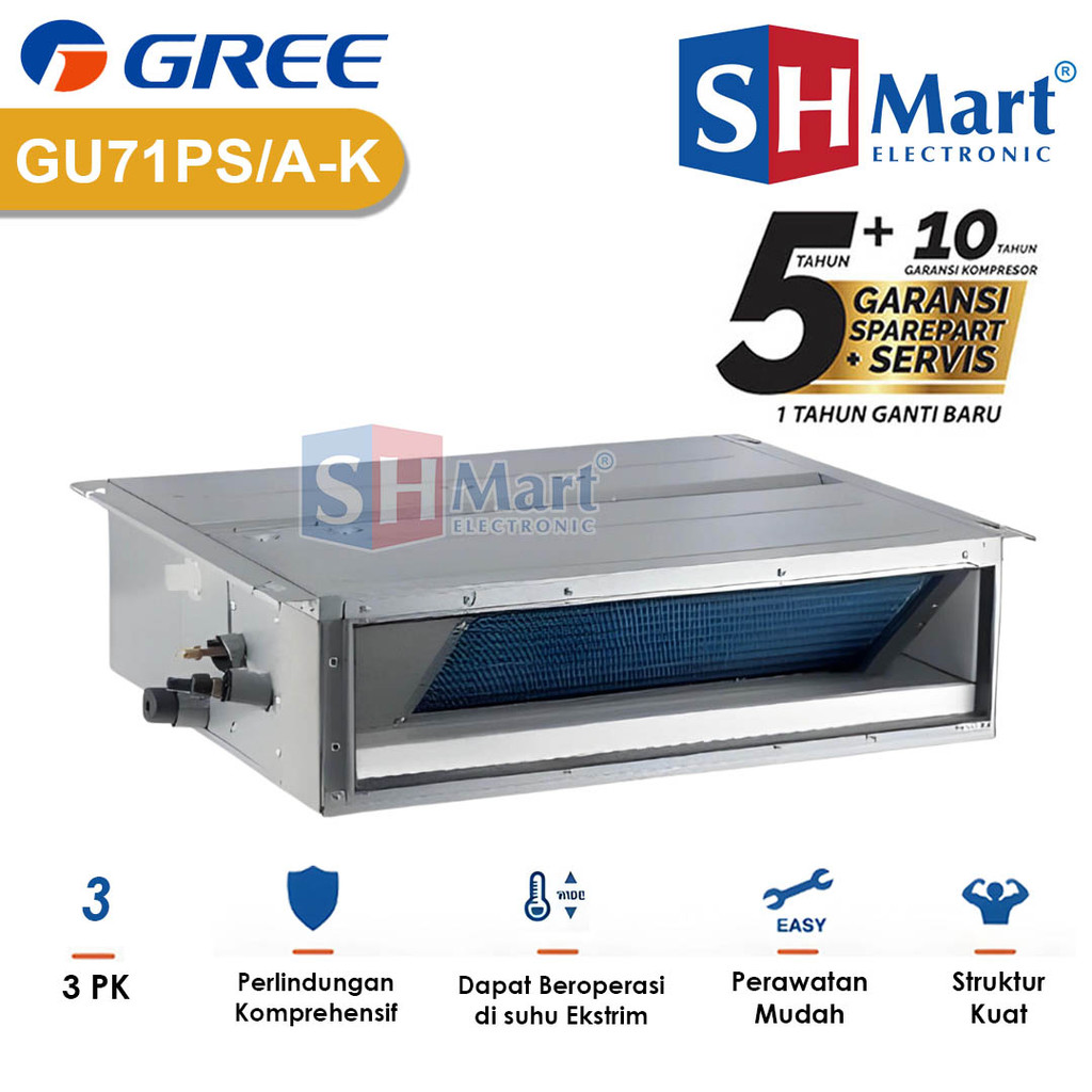 Jual AC DUCT GREE 3 PK GU71PS/A-K NON INVERTER R410A GARANSI RESMI ...