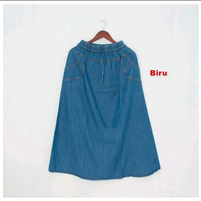 Jual rok A jeans wanita rok jeans wanita panjang model A all size ...