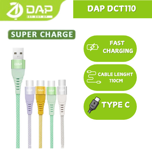 Jual Kabel Data DAP DCT110 Type C 110MM 4.5A Data Cable Original ...