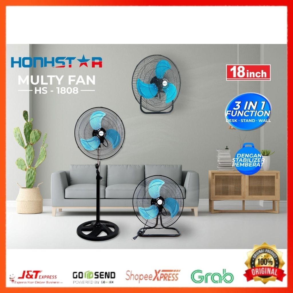 Jual KIPAS ANGIN BESI 18 INCH HS-1808 3IN1 FULL BESI HONHSTAR HARGA ...