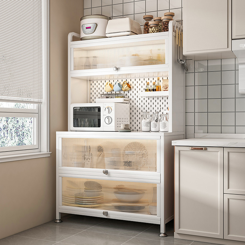 Jual Glass Kitchen Cabinet Hutch Movable Full Door Pantry Cabinet ...