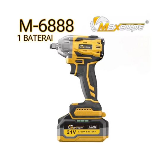 Jual Mesin Bor Cordless Impact Wrench MAXSUPE 20V 4AH M6888 Brushless ...