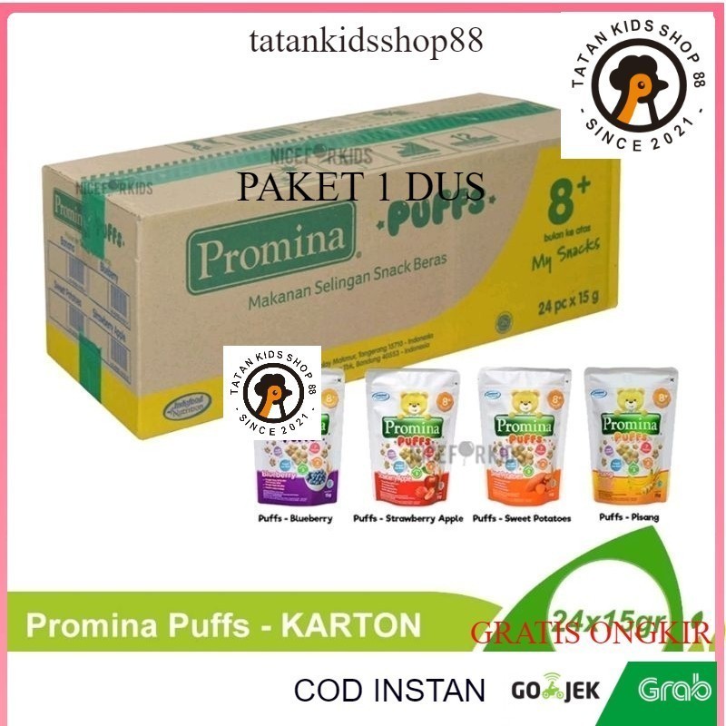 Jual Promina Puffs 1 DUS Karton Puff Biskuit Sereal Makanan Cemilan ...