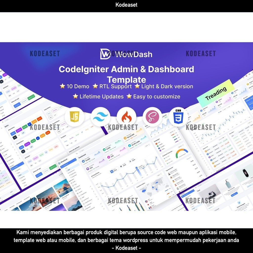 Jual WEB TEMPLATE WOWDASH TAILWIND CODEIGNITE ADMIN DASHBOARD D2082 ...