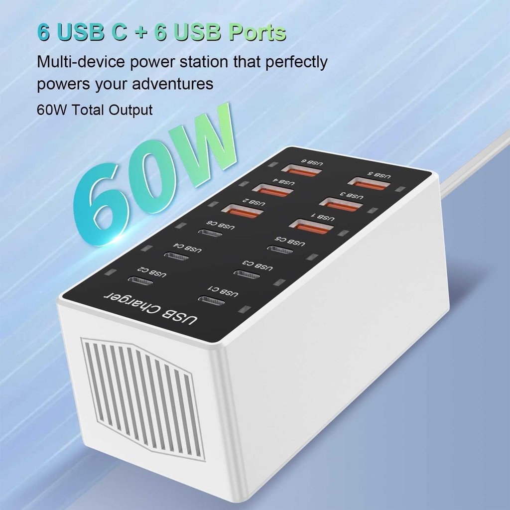 Jual BANGGOOD USB Hub Charger 12 Multi Port Type C 5V/2.4A 60W EU Plug ...