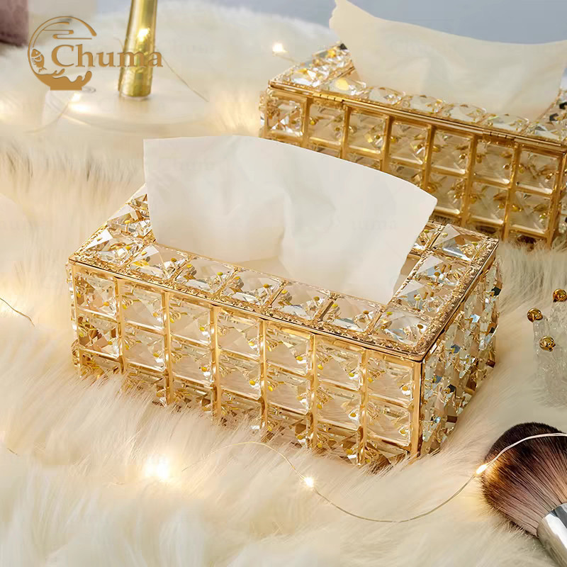 Jual Kotak Tisu Tempat Tissue Swarovski Gold Cantik Kristal Tissue ...