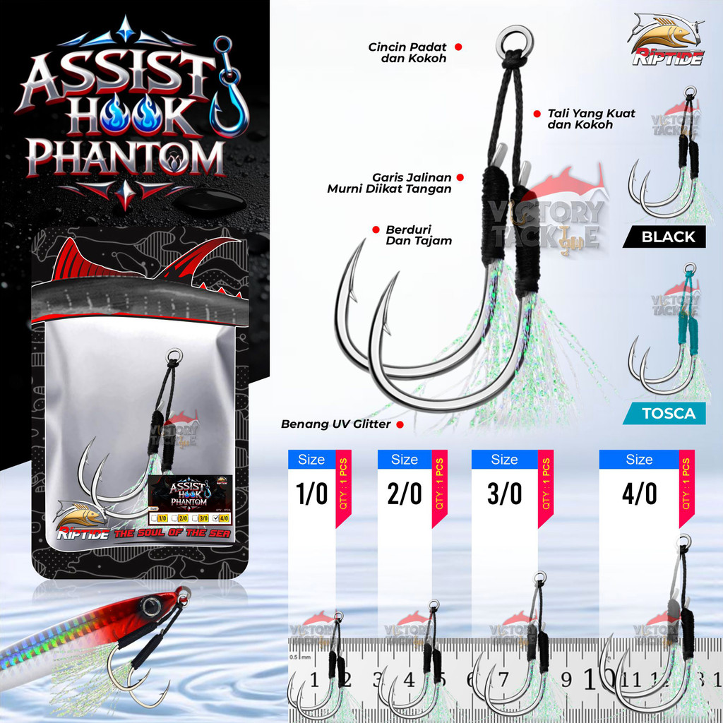 Jual RIPTIDE PHANTOM DOUBLE ASSIST HOOK UNTUK METAL JIG Victory ...