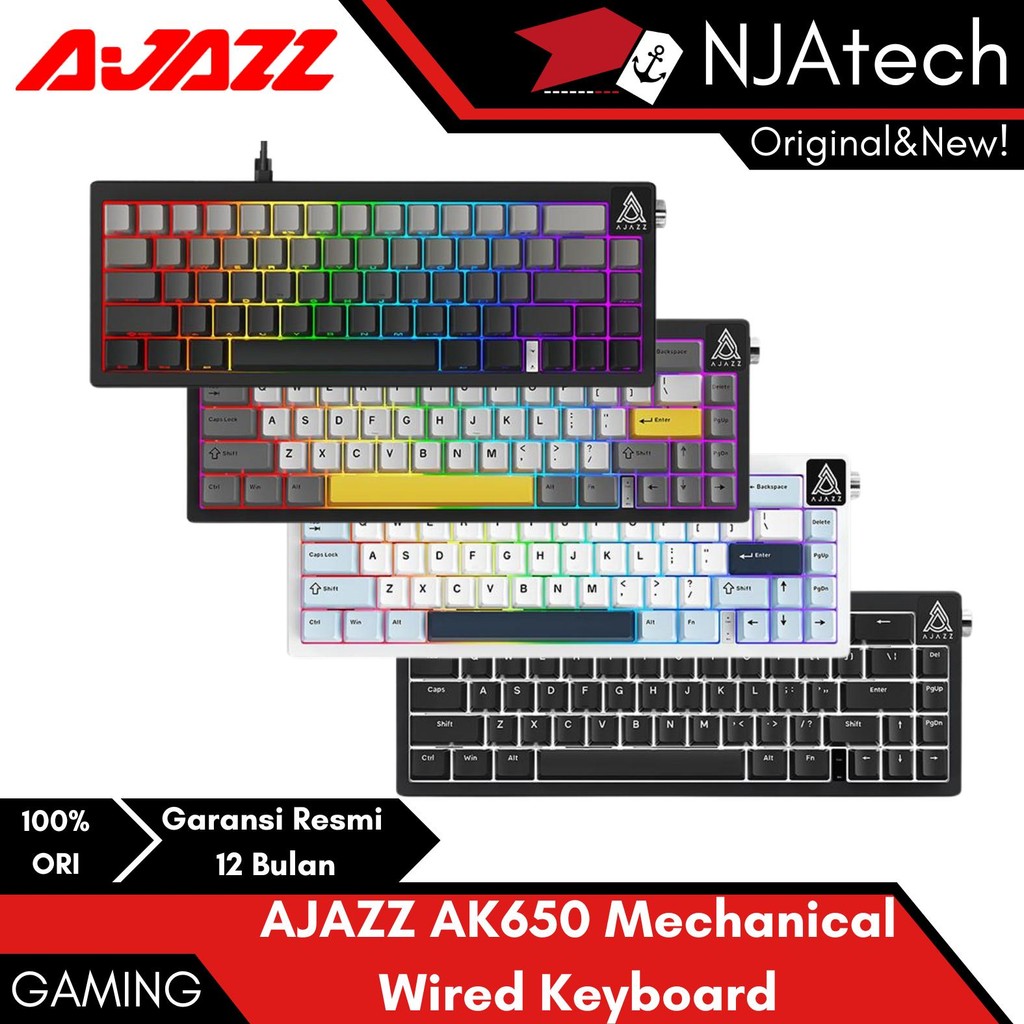 Jual Ajazz AK650 Wired Mechanical Keyboard Gaming with Volume Knob ...