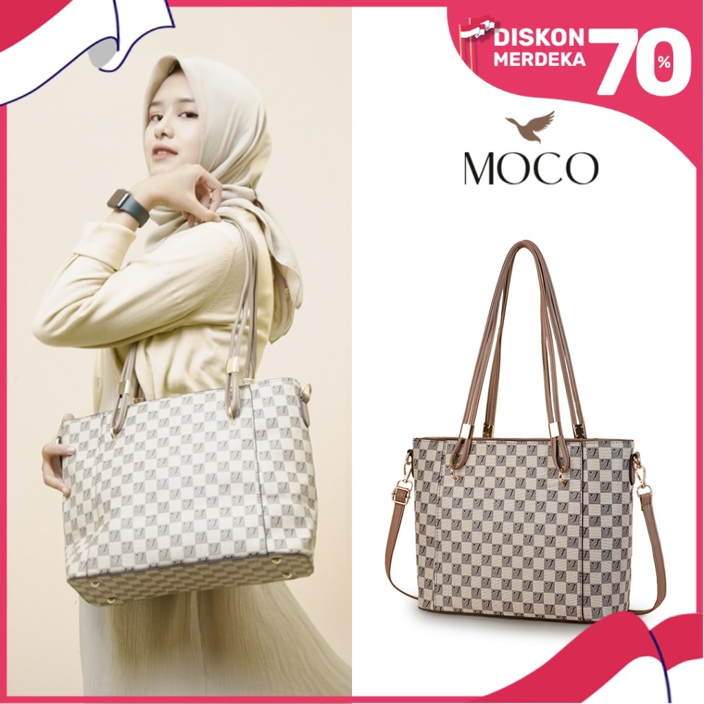 Jual MOCO Fashion Tas Totebag Resleting Wanita Besar Kulit PU Tote Bag Aesthetic Kerja dan ...