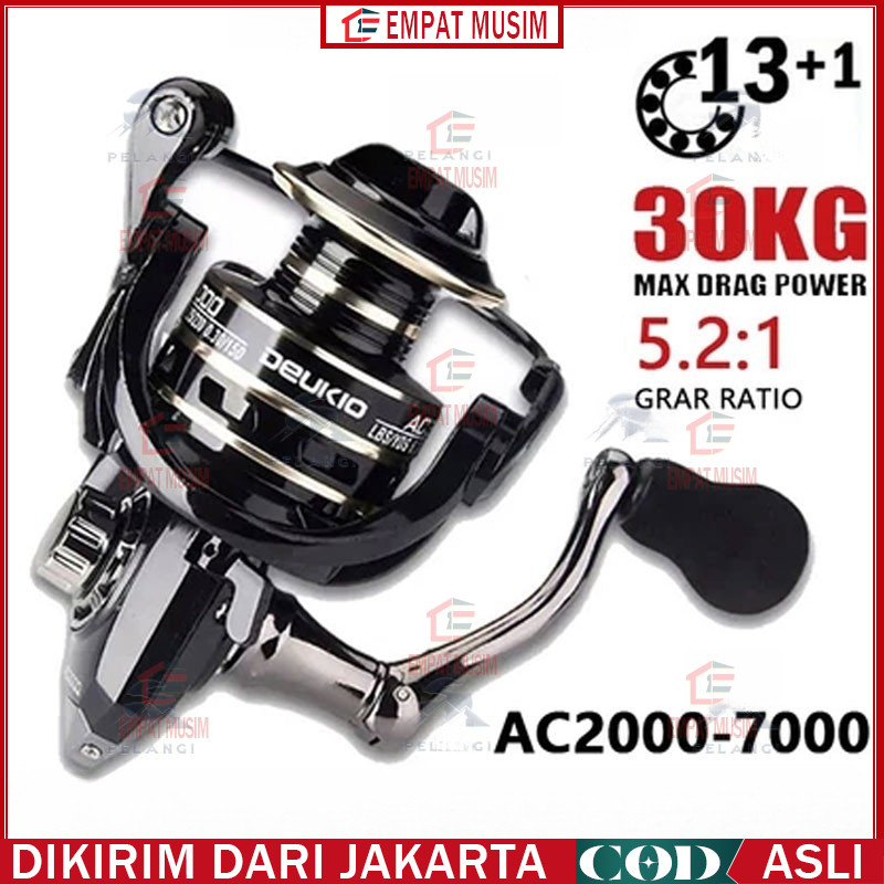Jual Reel pancing deukio spool metal ac2000-7000 spinning reel max drag ...