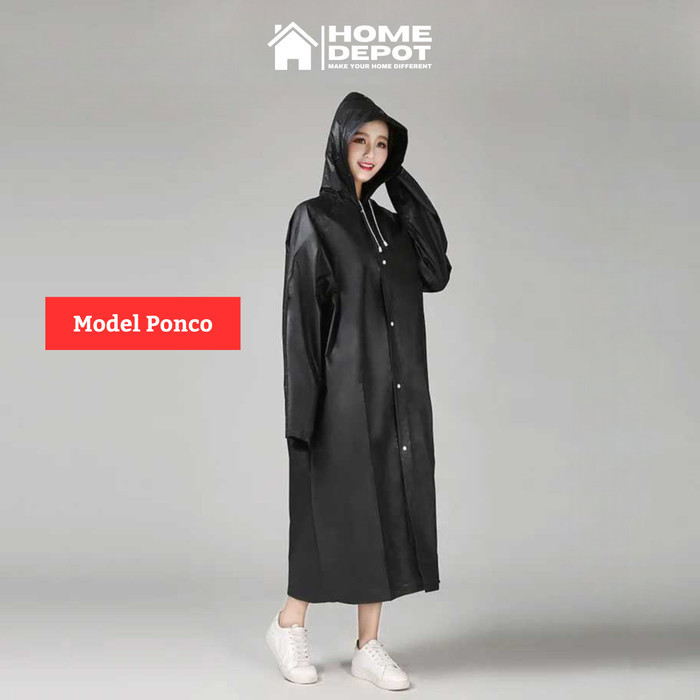 Jual Jas Hujan Ponco Wanita Pria Dewasa Hitam Waterproof Outdoor Raincoat | Shopee Indonesia