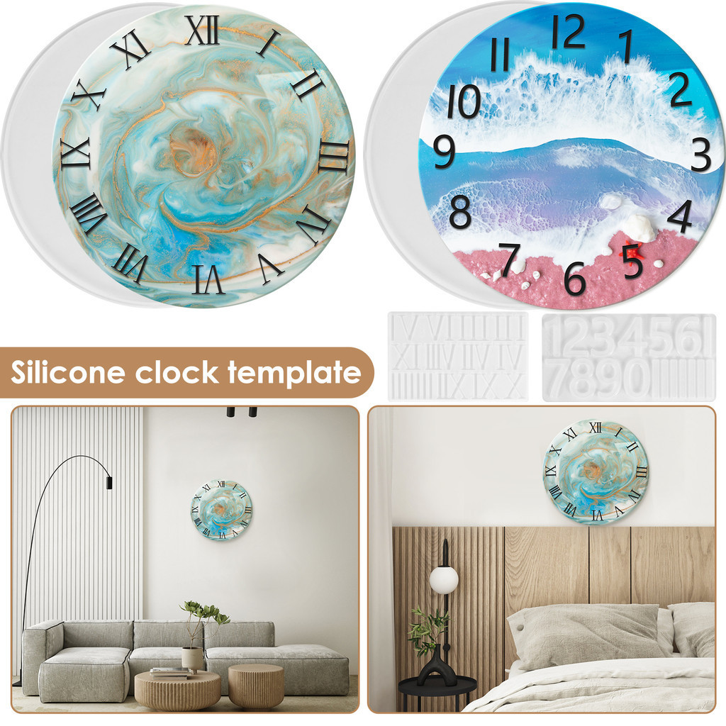 Jual Resin Clock Mold With Arabic/Roman Numeral Mold 14.6inch Reusable ...