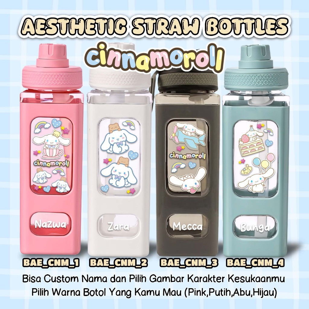 Jual Aesthetic Straw Bottles - Botol Minum Estetik Sedotan - Desain ...