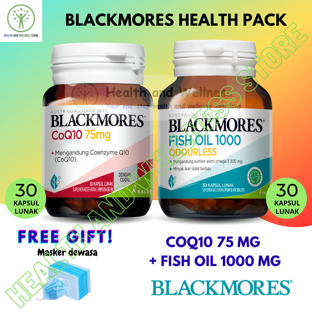 Jual Blackmores Fish Oil 1000 Odourless 30 Kapsul Lunak Dan Coq10 75 Mg ...