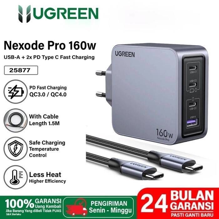 Jual UGREEN Nexode Pro Charger GaN 160W 140W 45W PD PPS 4 Port USB Type A/C | Shopee Indonesia