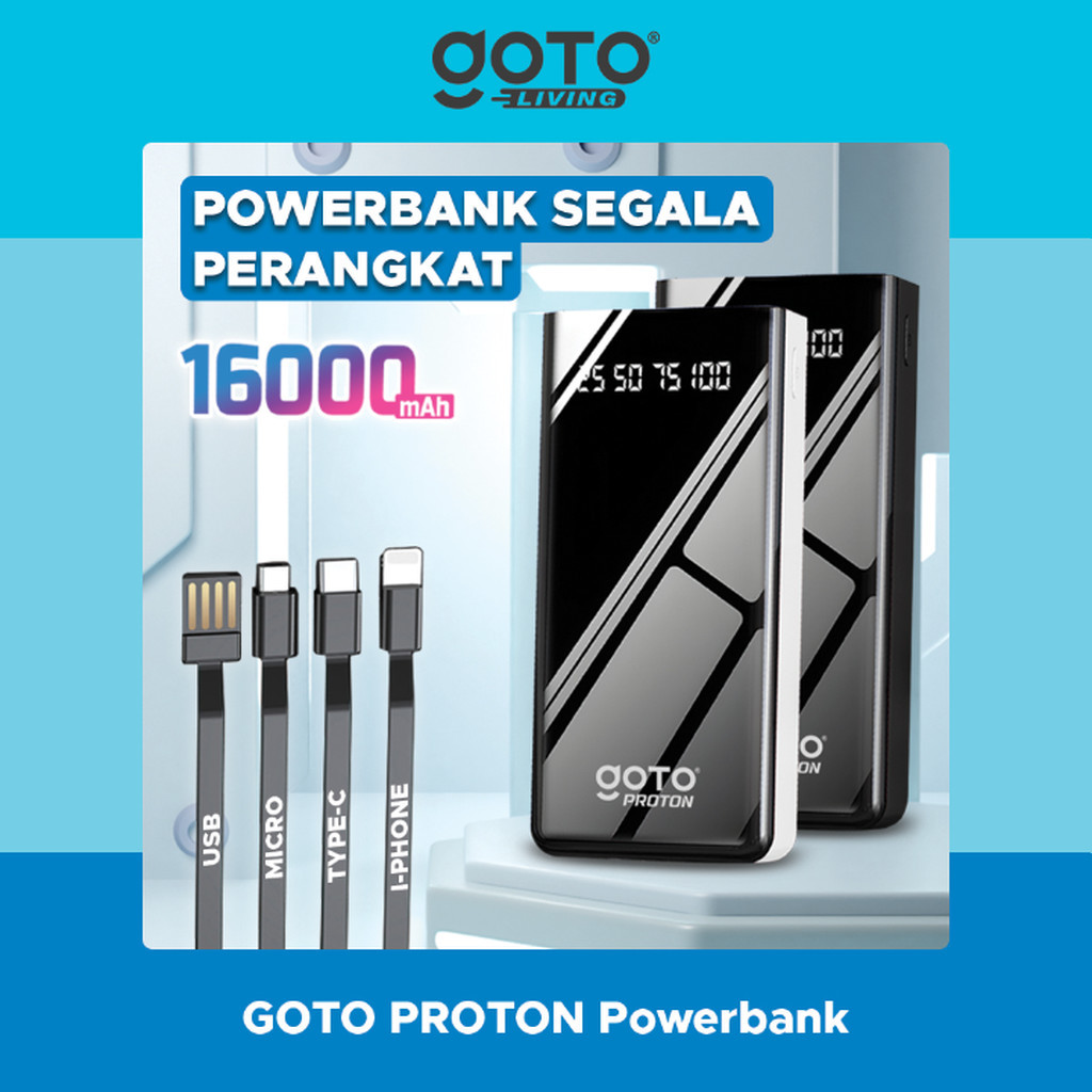 Jual Goto Proton Powerbank Fast Charging 16000 mAh Power Bank Type C ...