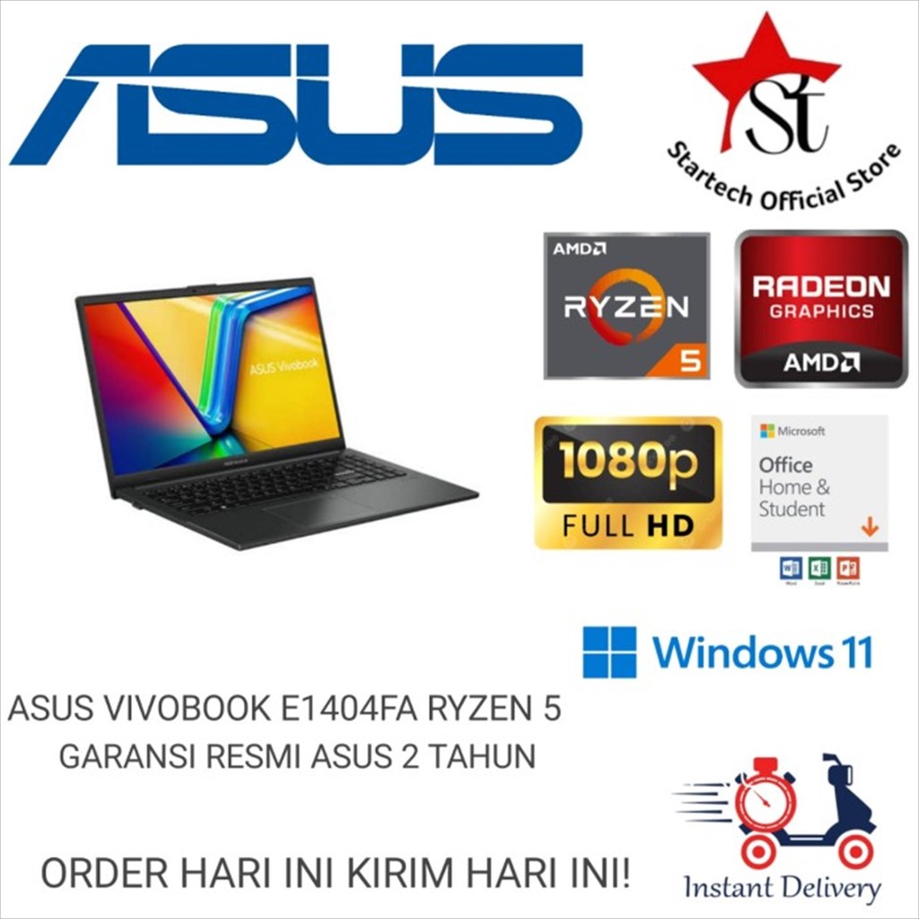 Jual Asus Vivobook Go 14 E1404FA Ryzen 5 7520U 8GB 512GB 610M W11 14 ...