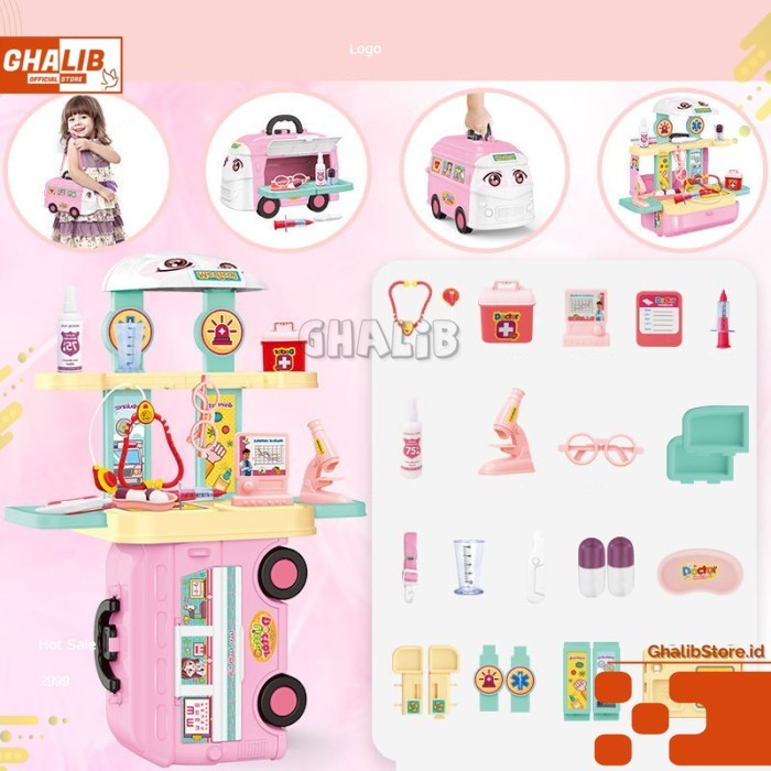 Jual Mainan Alat Dokter Peralatan Medis Koper Bus Doctor DIY Bus ...