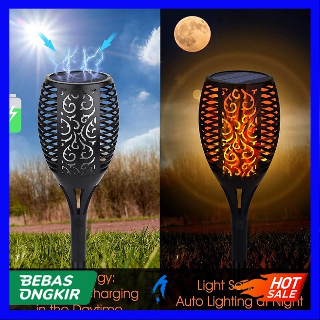 Jual Lampu Api Dekorasi Flame Torch Light 33 LED Solar Panel | Shopee ...