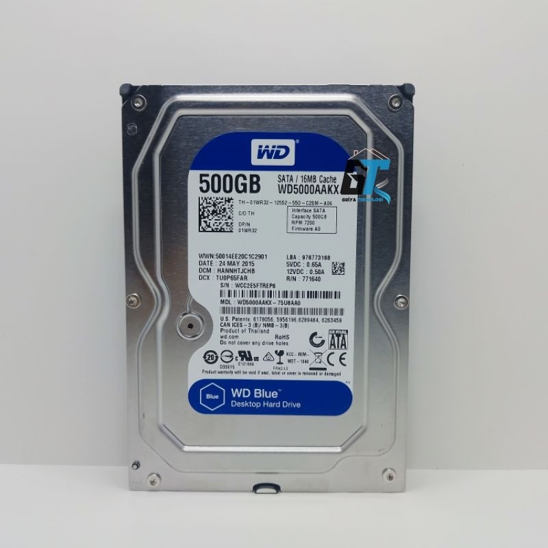 Jual Hard Disk PC 500GB Blue / Sata 3,5" Inchi | Kosongan / + Windows ...