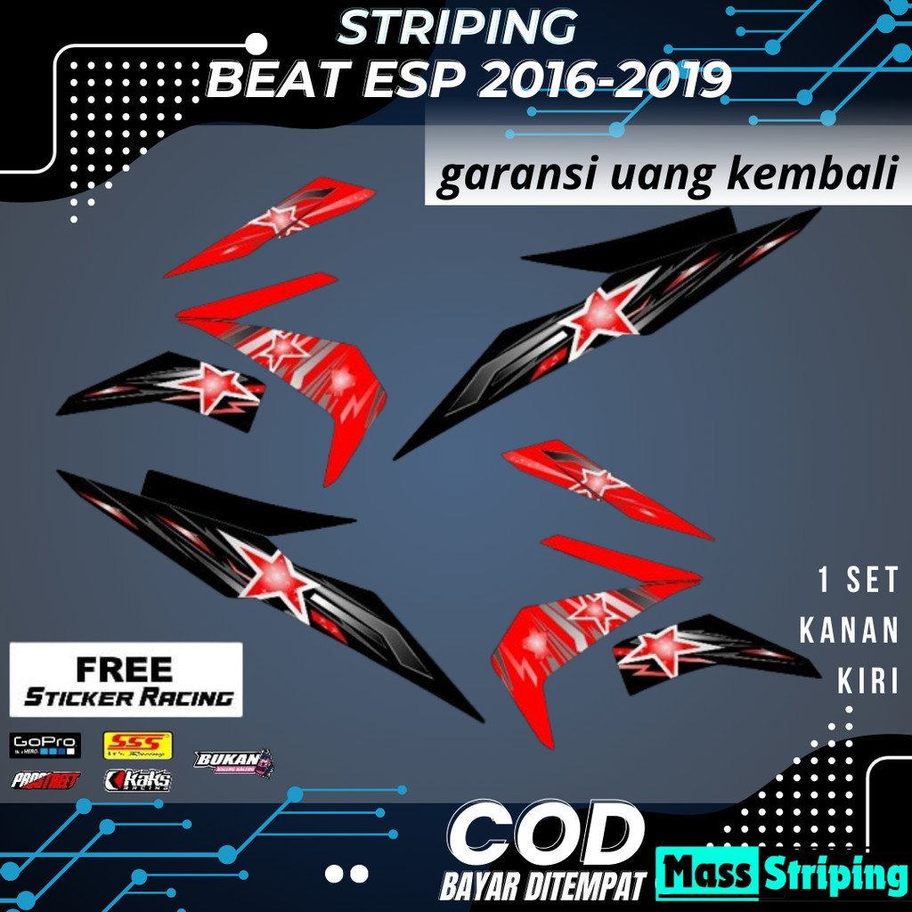 Jual Striping sticker lis decal Beat Fi New Esp Street 2017 2018 2019 ...