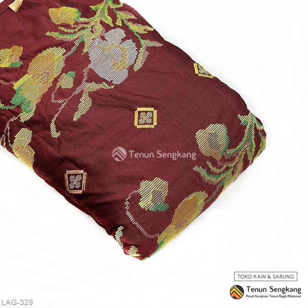 Jual Kain Tenun Sulam Motif Bunga Lagosi Bahan Tenun Sutra Bugis ...