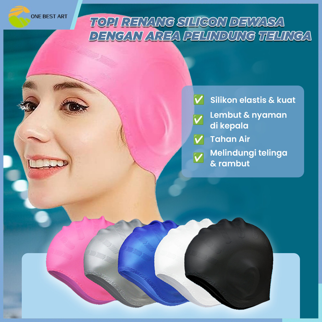 Jual One Best Art - Topi Renang Tutup Kuping - Ear Cover Swimming Cap ...
