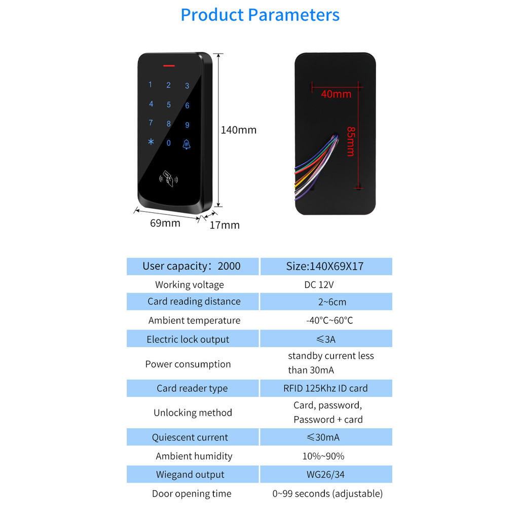 Jual 125KHz RFID Access Control Keypad Touch Screen Access Controler ...