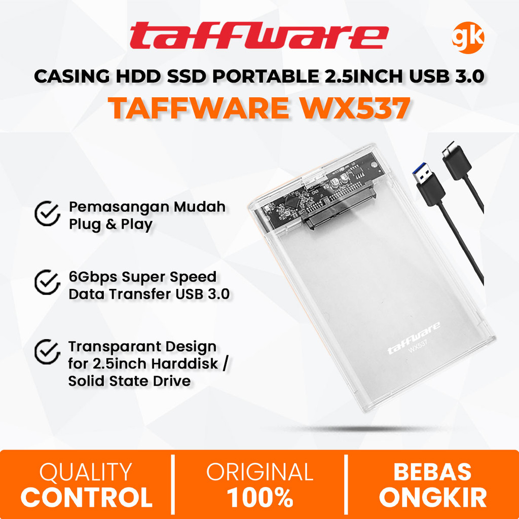 Jual TAFFWARE Casing Harddisk External HDD SSD Case 2.5 Inch USB 3.0 ...