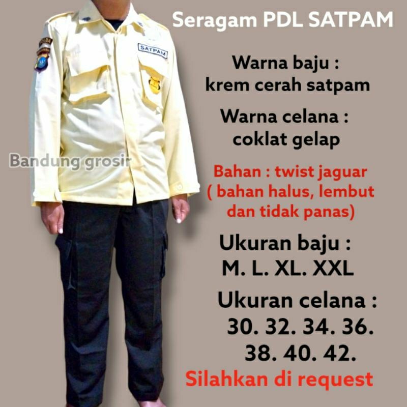 Jual SERAGAM PDL SATPAM SECURITY CREAM COKLAT SATPAM BARU bahan twist ...